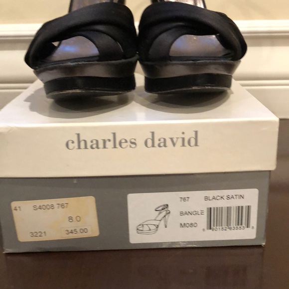 Charles David | Shoes | Charls David Black Satin Platform Sandals ...